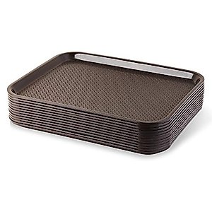 New Star Foodservice 24753 Brown Plastic Fast Food Tray, 14 by 18-Inch, Set of 12