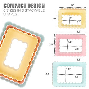 Rectangle Cookie Cutters Set | BPA Free | Suger Paste Dough Crust Shapes Fluted Cutter Pie Pastry Fondant Stamp Baking Mold Cake Decoration Tools