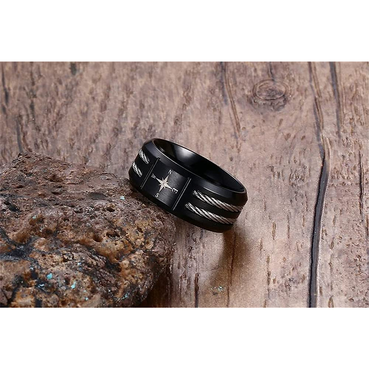 ZKXXJ Personalized Class of 2022 Graduation Ring,Customized Stainless Steel Grad Cap Compass Direction Band Graduation Gifts Idea for Him Junior College High School Graduation Gift