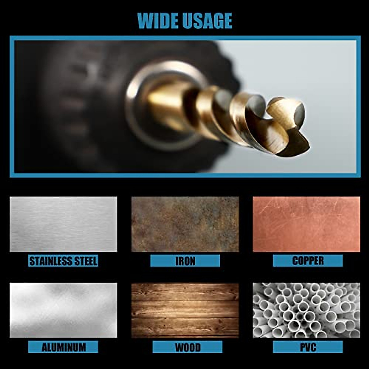 Cobalt Drill Bit Set, M35 Twist HSS Drill Bits Straight Shank, 2mm High Speed Steel Drill Bits for Drilling in Hard Metal, Stainless Steel, Cast Iron (9mm)