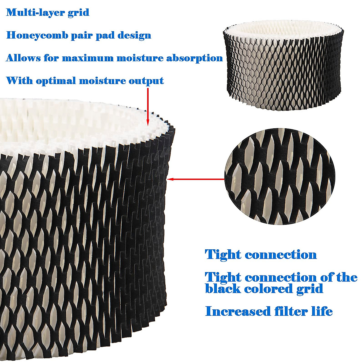 LuckySlycyc HWF62 Humidifier Filter Replacement, Compatible with for HWF62 HWF62CS HWF62D SF212, Fits Sunbeam Humidifier Models SCM1100, SCM1701, SCM1702, SCM1762(4 Pcs)