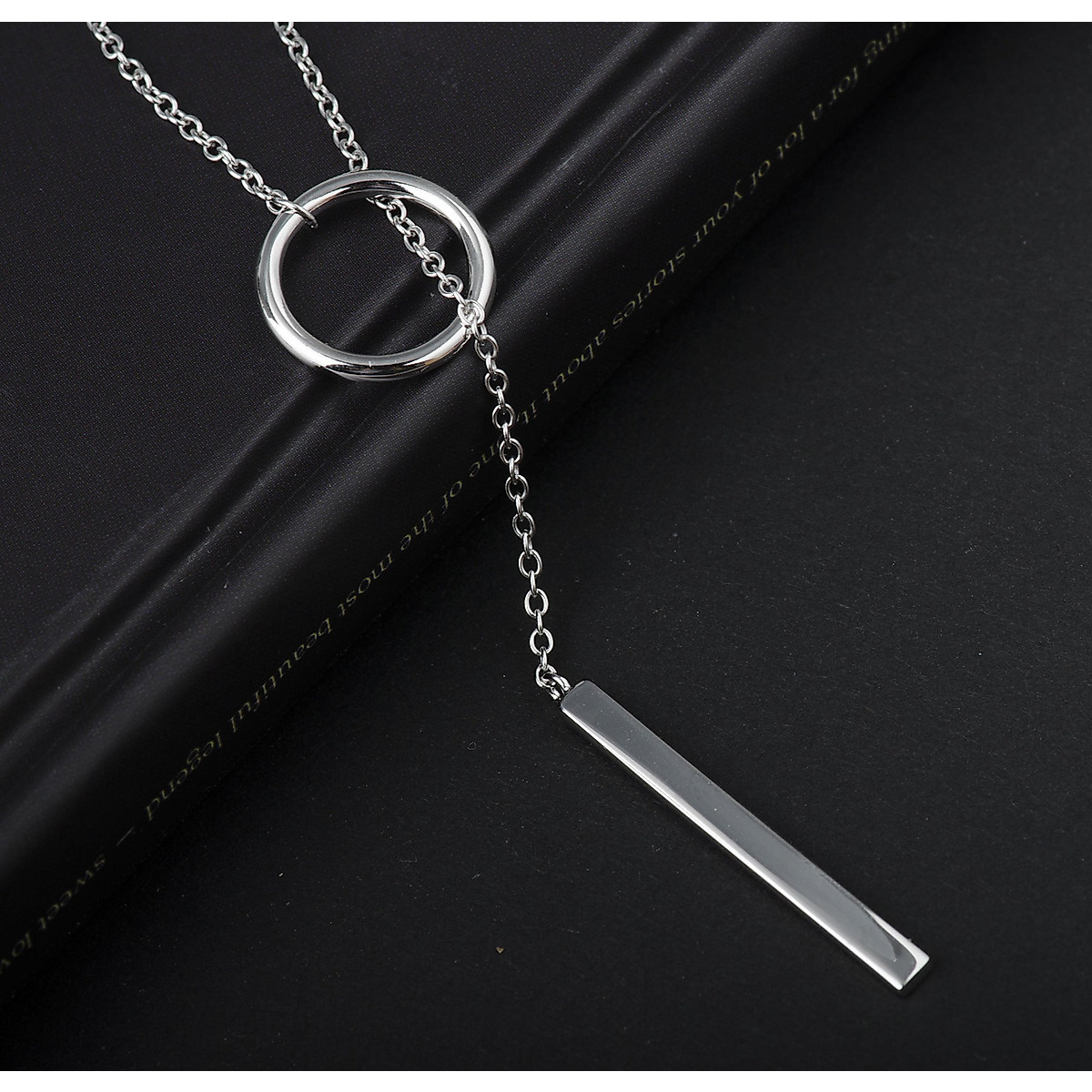 S.Leaf Choker Necklace for Women Gold Plated Necklace Bar Necklace for Women Sterling Silver Dainty Gold Necklace for Women(06_Lariat_Silver)