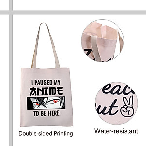 VAMSII Anime Tote Bag I Paused My Anime to be Here Funny Anime Gifts Anime Lover Gifts Shoulder Bag Lover Gifts(Tote Bag)