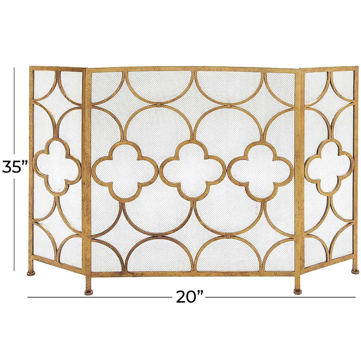 Deco 79 Contemporary Geometric Designed Metal Fireplace Screen, 50"L x 35"H, Gold