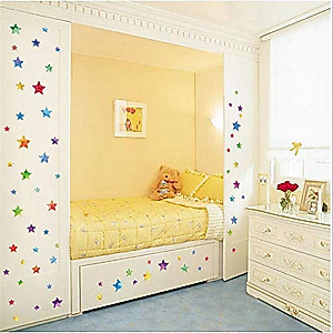 QISHENG Wall Stickers for Bedroom Living Room, Starts Wall Decals for Kids Boys and Girls Multicolor Easy to Peel&Stick Removable Safe for Wall(67 Decals)