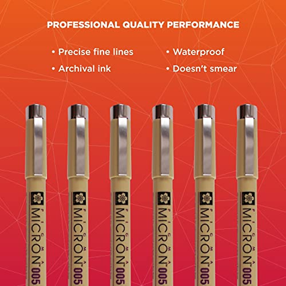 Sakura Pigma 50034 Micron Blister Card Ink Pen Set, Black, 005 6CT