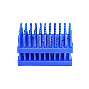 QWORK Test Tube Rack, Plastic Spike Drying Rack Holds, 2 Pack, 66-Position, for 12-16 mm Tubes, Blue