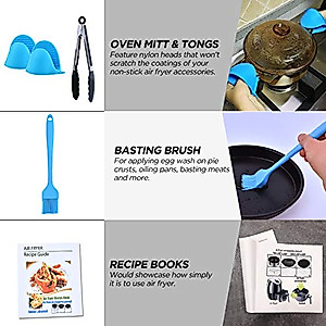 Air Fryer Accessories, Set of 12 Fit for 5.3Qt and Larger Air Fryer with Cake & Pizza Pan, Metal Holder, Skewer Rack & Skewers, etc, Nonstick Coating, Dishwasher Safe