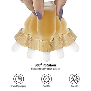 MODOWEY 12Pcs 10ml Frosted Glass Dropper Bottles, Eco-friendly Essential Oil Containers Bulk With Eye Dropper and Bamboo Lids, Refillable Essence Liquid Cosmetic Containers and 2 Pieces Funnel (10ML)