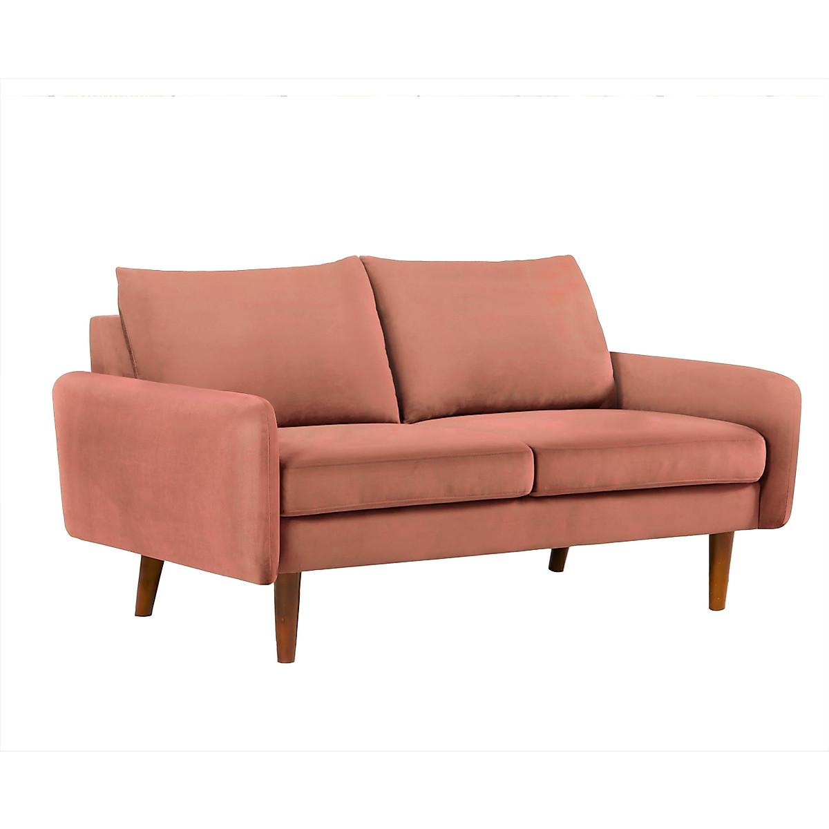 Container Furniture Direct Kent Velvet Loveseat Sofa for Modern Living Rooms and Compact Spaces, Comfy 2 Seater Couch Studio Apartment Furniture with Sleek Design, Rose