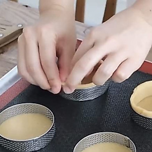 Uyauld Stainless Steel Tart Ring, 9CM Heat-Resistant Perforated Cake Mousse Ring, French Pastry Baking Mold Round Shape (6 Round 3.5 inch)