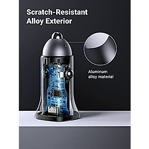 UGREEN USB C Car Charger, PD 20W & QC18W Fast Car Charger Adapter, Dual Port Mini USB Car Charger Compatible with iPhone 14/13/12/11/X/8, iPad, Galaxy S23/S22/S21/S20/Note 20, Google Pixel, LG