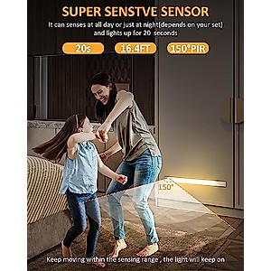 DUSKTEC Motion Sensor Light Indoor Under Cabinet Lighting Wireless 3 Color Dimmable Rechargeable Detachable Battery Operated Magnetic Closet Lights for Kitchen Counter Wardrobe Stairway