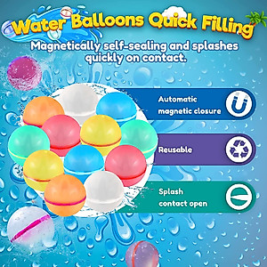 Reusable Water Balloons, Self-Sealing Refillable Water Balloons, Soft Silicone Magnetic Water Balloons, Reusable Water Bomb for Water Fight Game, Water Park, Summer Party (Multicolor - 30PC)