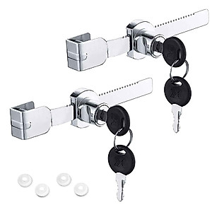 2 Pcs Glass Cabinet Lock, Display Case Wine Cabinet Lock Security,Showcase Lock with Chrome Finish, Keyed Alike,Glass Display Case Lock