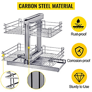 VEVOR Pull Out Blind Corner Cabinet, 15.7 Inch Opening Chrome Soft Close Blind Corner with Four Shelf, Slide Out Kitchen Cabinet Organizer for Minimum Cabinet Size 31.5''Wx21.6''Dx25.6''H