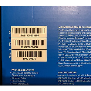 Linksys WiFi 5 Router, Tri-Band, 3,000 Sq. ft Coverage, 25+ Devices, Speeds up to (AC5400) 5.4Gbps - EA9500