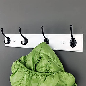 lomejii Wood Coat Rack Wall Mount with 4 Wall Hooks, 17.3''，Heavy Duty Wall Hanger Winter-Coat, Hat,Key, Great Modern Decoration Hooks Rack for Entryway Bedroom Farmhouse Mudroom,White