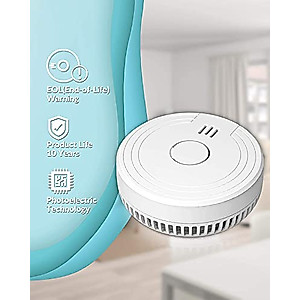 Ecoey Smoke Detector Fire Alarm with Photoelectric Technology, Fire Detector with Test Button and Low Battery Signal, Fire Alarm for Bedroom and Home, FJ136GB, 1 Pack Small