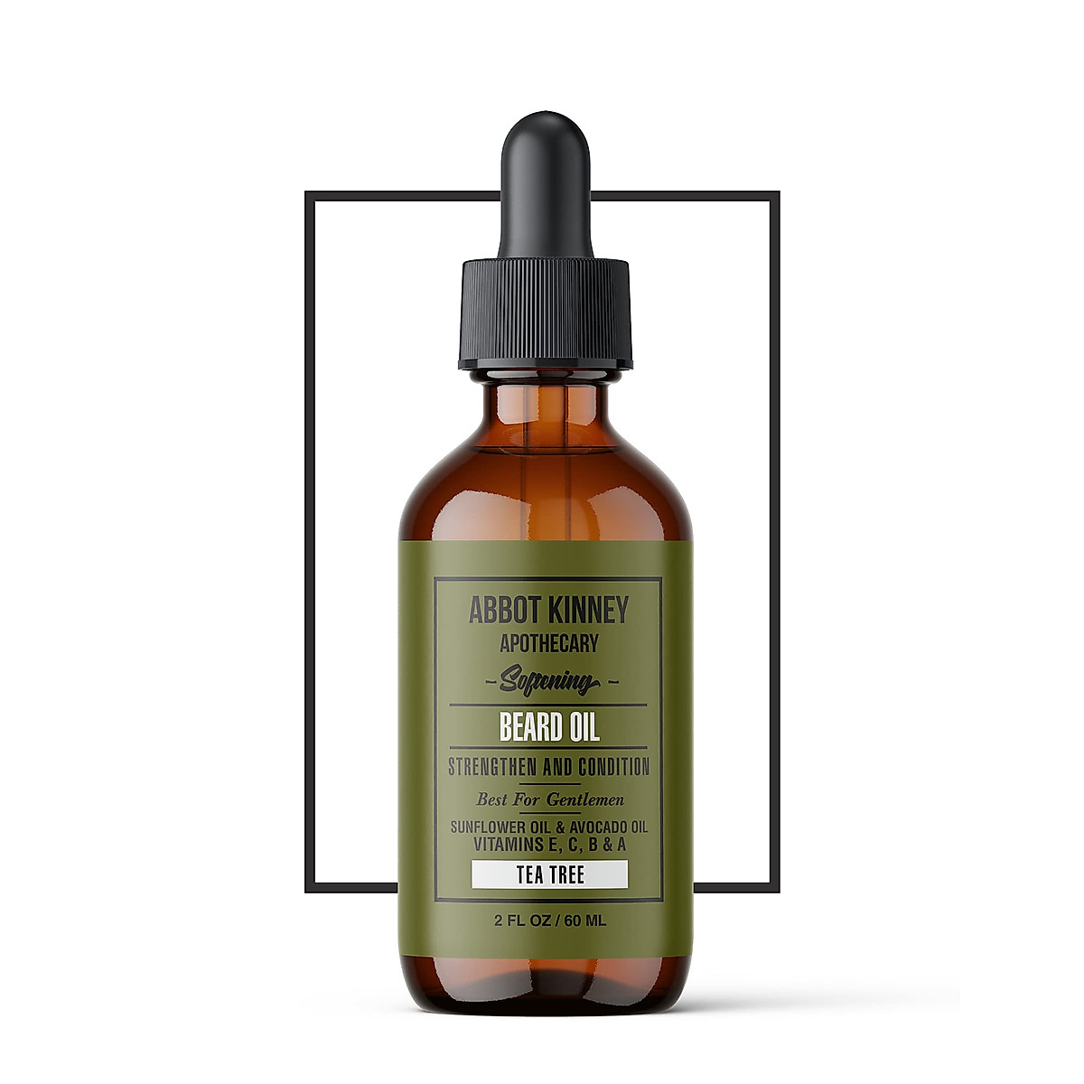 ABBOT KINNEY APOTHECARY Softening Beard Oil, Strengthens and Conditions Beards, Blend of Natural Oils, 2 oz (Tea Tree)