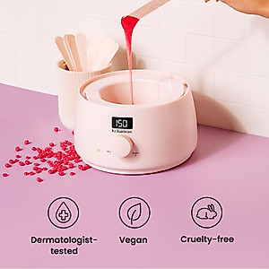 KoluaWax Premium Waxing Kit for Women - Hot Melt Hard Wax Warmer for Hair Removal, Eyebrow, Bikini, Legs, Face, Brazilian Wax - Machine, 4-Pack Beads, Accessories, Blush