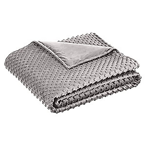 Amazon Basics Weighted Blanket with Minky Duvet Cover - 12 Pound, 48 x 72-Inch, Dark Grey/Grey