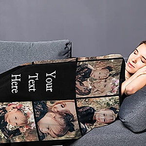 Sycamo Custom Blanket with Photo Text, Personalized Throw Blanket with Own Pictures for Family Mom Dad Dog Sisters Friends Besties Couples for Birthday Christmas Valentines