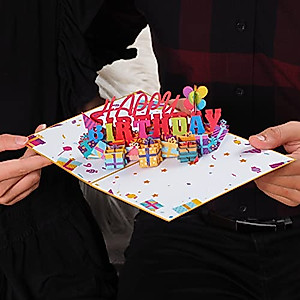 Paper Love Happy Birthday Pop Up Card, For Adults and Kids - 5" x 7" Cover - Includes Envelope and Note Tag