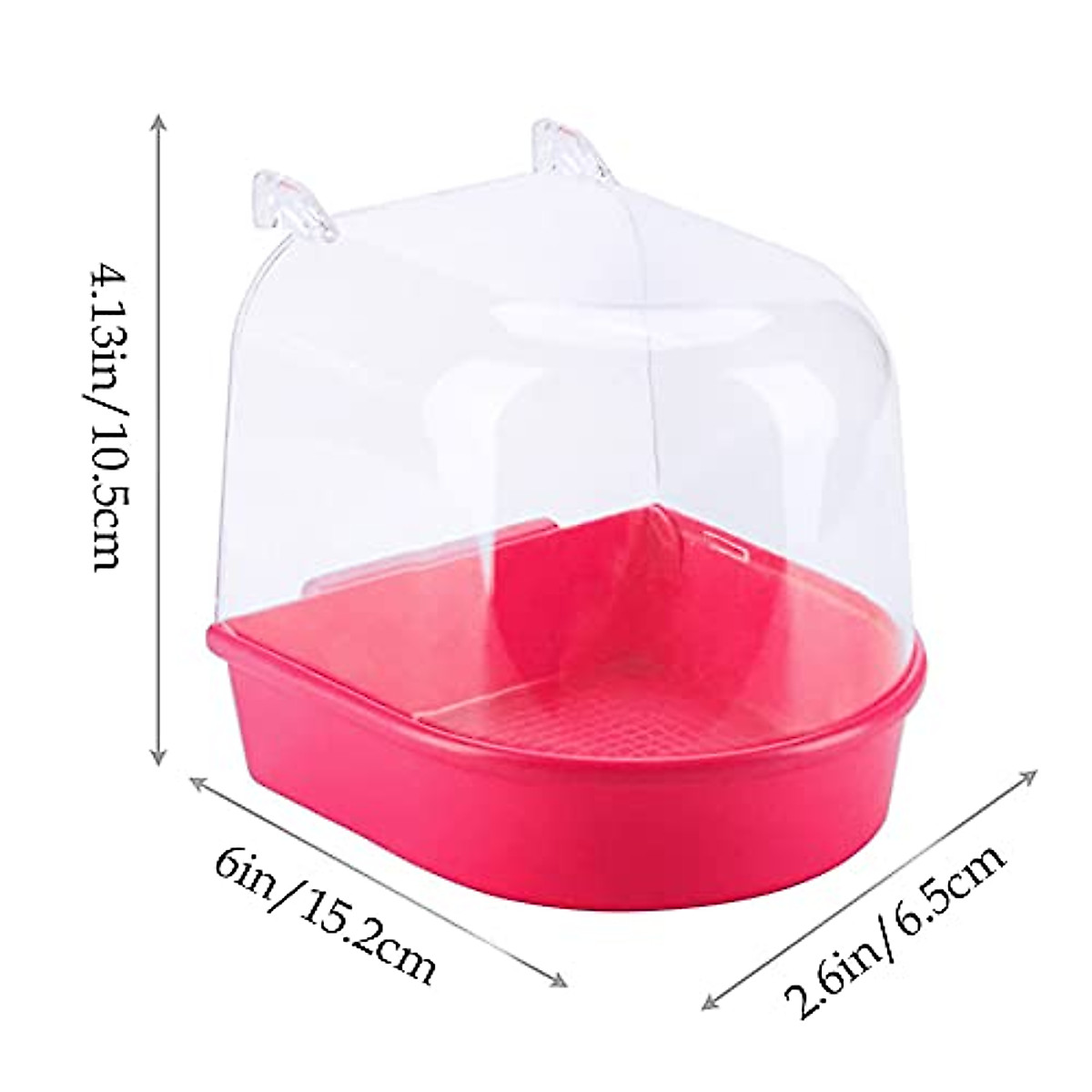 Clear Bird Bath for Cage,Bird Cage Bath, Parrot Hanging Bathtub Shower Box Cage Accessory for Small Birds (Pink)