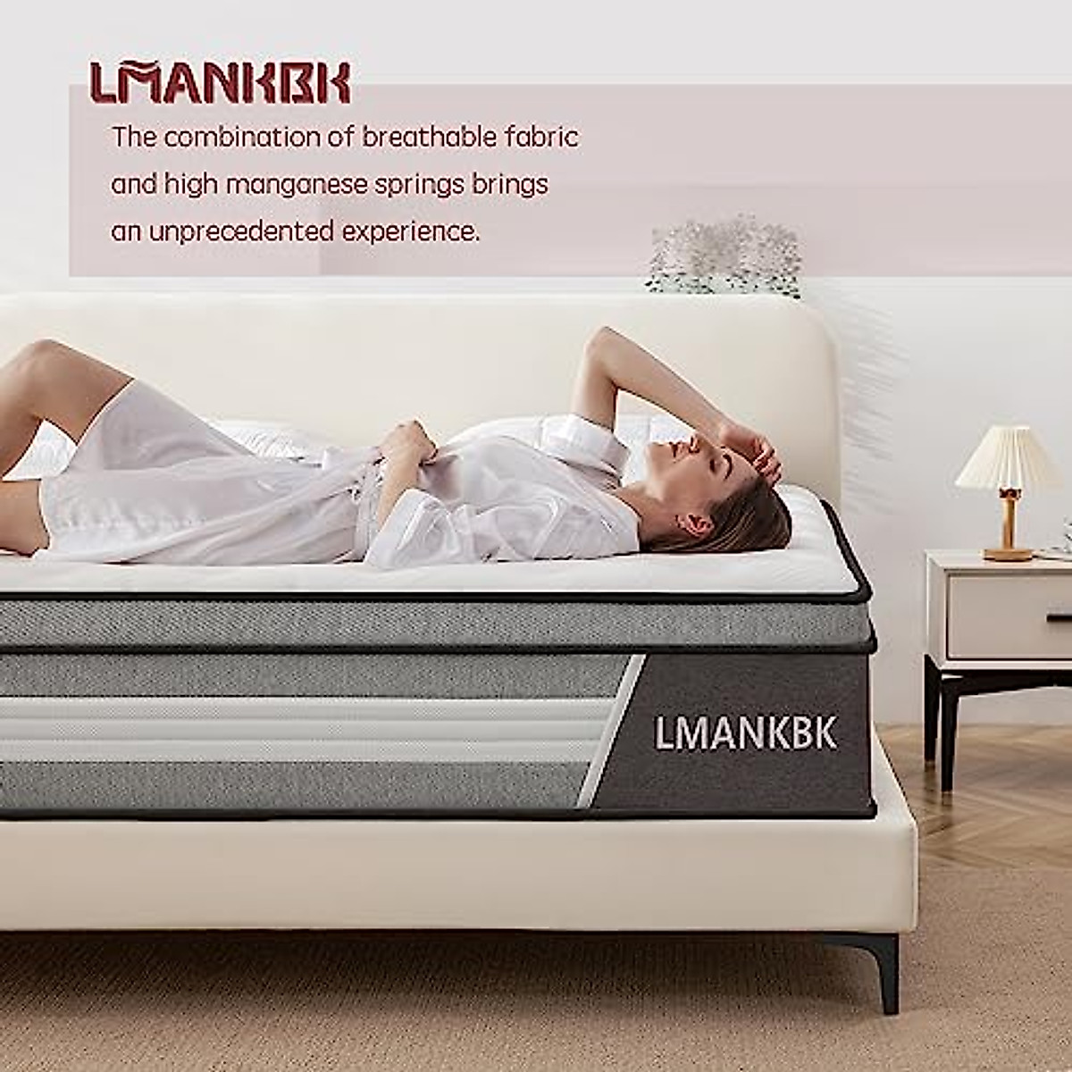 LMANKBK Queen Mattress, 10 Inch Innerspring Hybrid Mattress in a Box with Gel Memory Foam, Individually Wrapped Encased Coil Pocket Spring Mattress, Pressure Relief, Medium Firm Support,60"*80"*10"…
