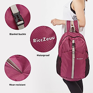 RiccZeuu Packable Backpack Hiking Daypack Water Resistant for Travel Camping Outdoor,Lightweight,30L,blue