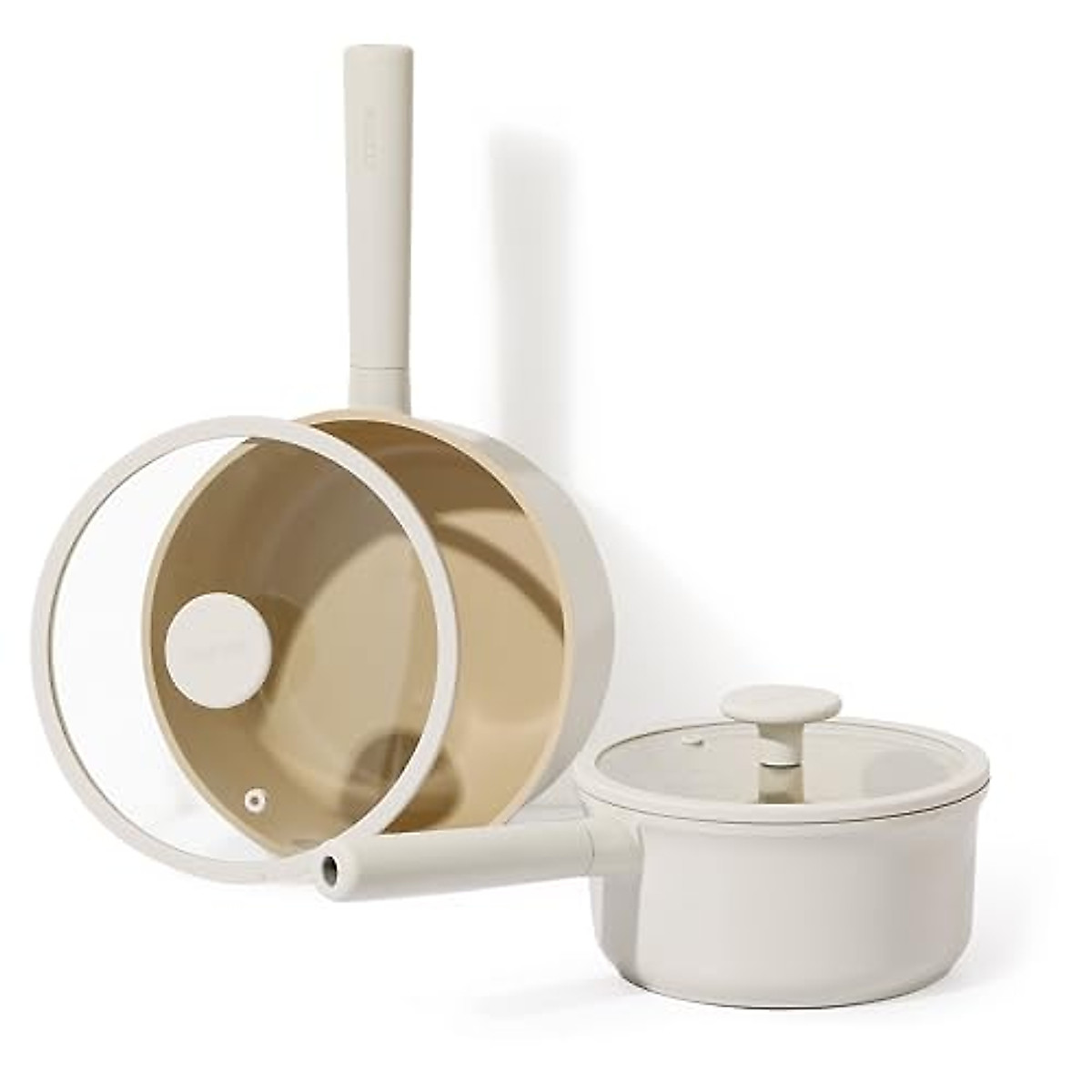 CAROTE 2QT+4QT Ceramic Saucepan Set with Lid, Nonstick Sauce Pans, Dishwasher Safe, Large Kitchen Pots Non-stick Cooking Pot Sauce Pan Set with 4 pcs for Kitchen, Induction Pot, PFOA Free