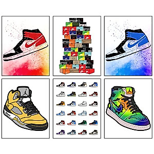 Sneaker Poster Stacked Shoebox Collection Hypebeast Sneaker Poster Set of 6 Unframed (8''x10'') Hypebeast Room Decor Sneakerhead Posters for Guys Bedroom Sneaker Wall Art Gift for Boys Sneaker Print