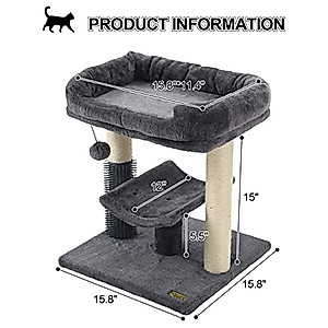 Hoopet cat Tree Tower,cat Scratching Post for Indoor Cats,Featuring with Super Cozy Perch,Cat Self Groomer and Interactive Dangling Ball Great for Kittens and Cats