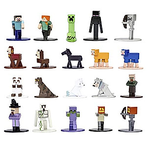 JADA Toys Minecraft 1.65"" Die-cast Metal Collectible Figures 20-Pack Wave 5, Toys for Kids and Adults, 32023, Brown