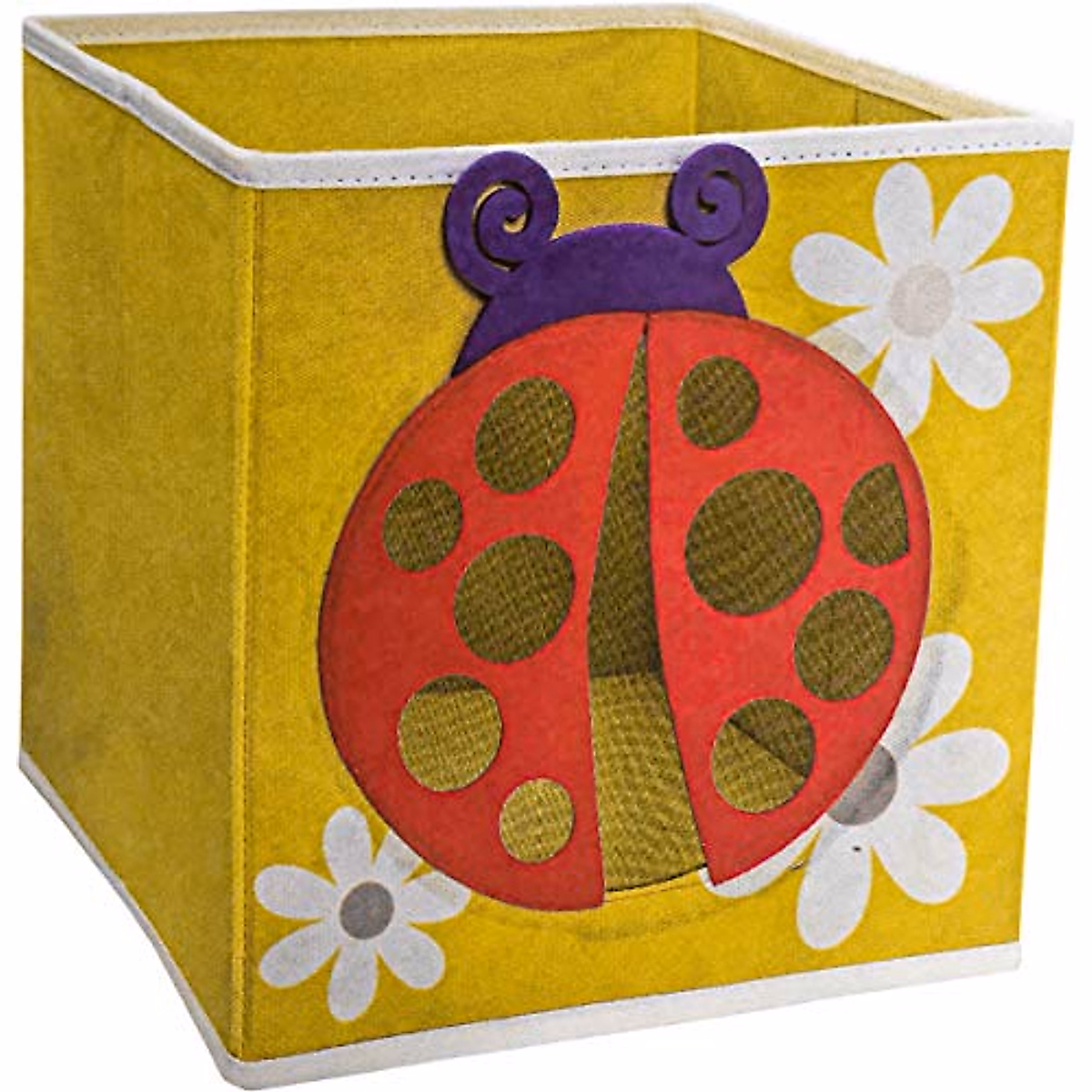 SystemBuild Children's Playroom Kids Toys Organizing 11" x 11" Character Fabric Drawer/Storage Bin (Ladybug)