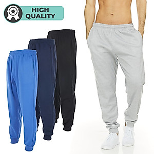 DARESAY 3 Pack: Men’s Athletic Pants with Pockets, Mens Sweatpants, Workout Pants for Men with Pockets (Up to 3XL)