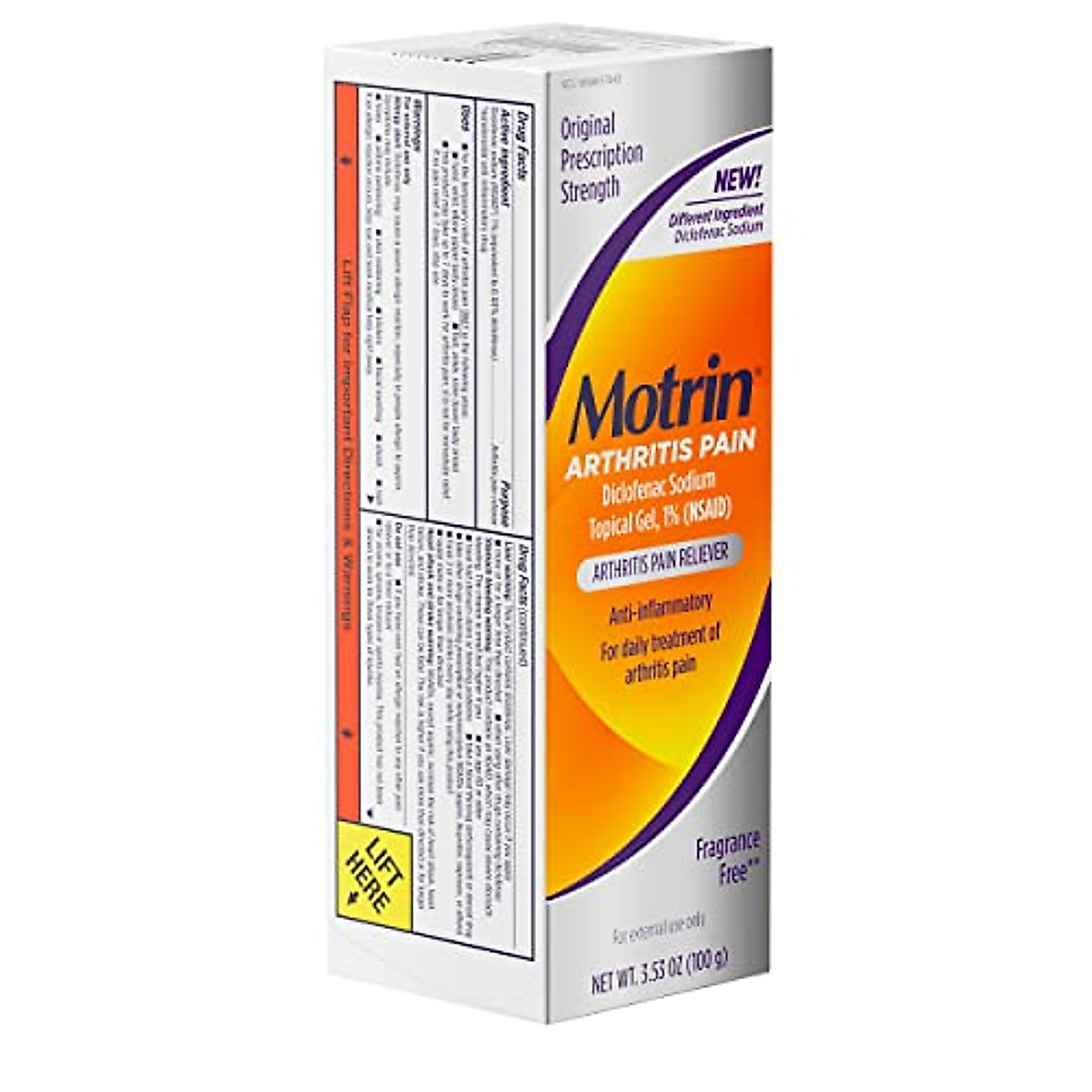 Motrin Arthritis Pain Relief Diclofenac Sodium Topical Gel 1%, Anti-Inflammatory Cream for Arthritis Pain in Hands, Wrists, Elbows, Knees, Feet & Ankles, NSAID Pain Relief Gel, 3.53 Oz