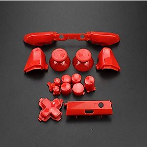 Replacement Full Set Button Bumper Trigger Buttons Guide Dpad RT LT RB LB ABXY ON Off Button Kit for Xbox One Slim Xbox One S Controller (Red)