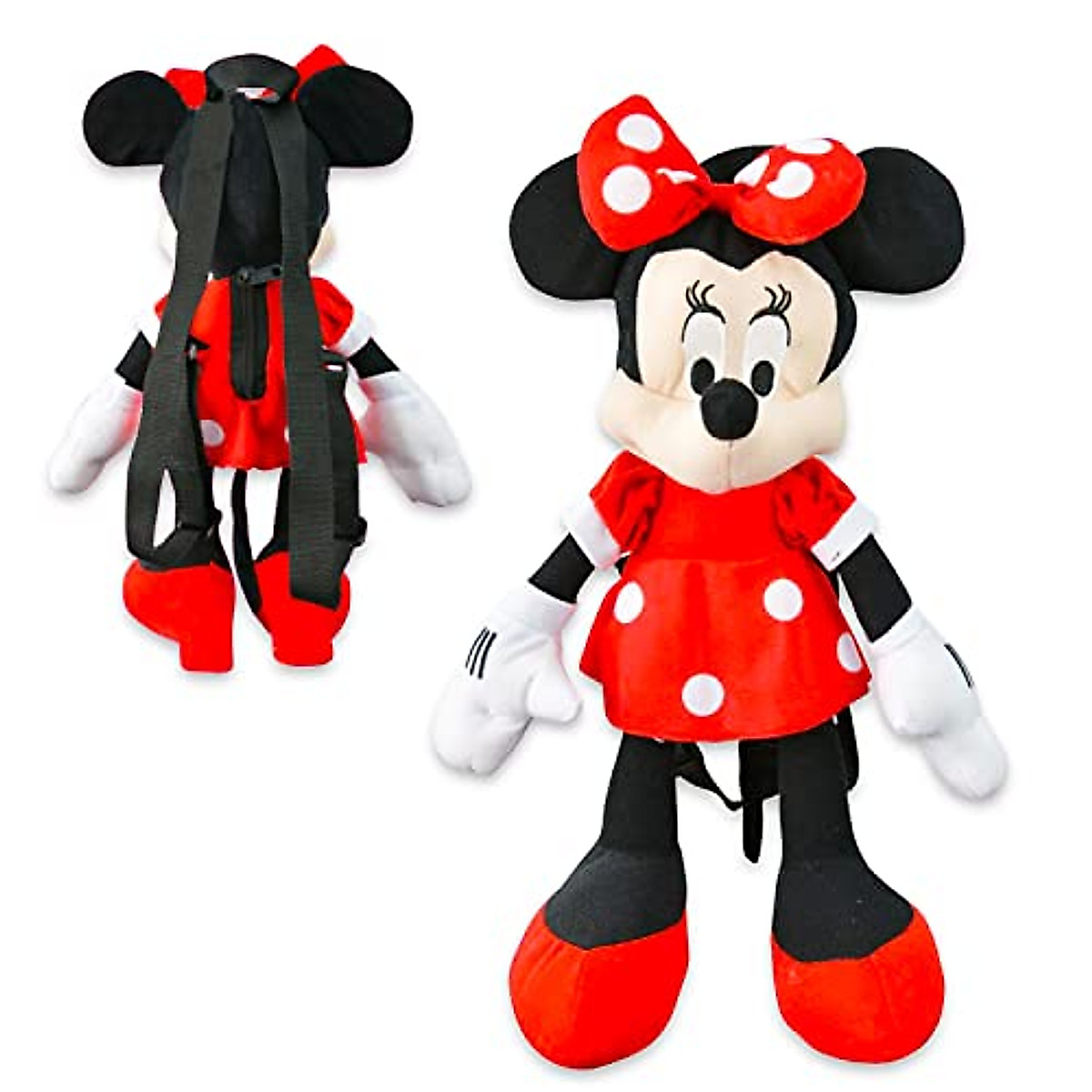 Disney Minnie Mouse Plush Backpack Set - Bundle with Minnie Travel Bag, Drawstring Bag, Stickers and More (Minnie Shoulder Bag for Toddler Girls)