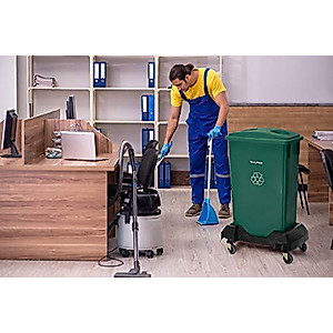 Alpine Rectangular Trash Can Dolly - Heavy Duty Garbage Can Roller with 4 Caster Wheels for Transporting Waste Containers in Offices, Schools, Restaurants, and More - Holds Up to 200lbs Load