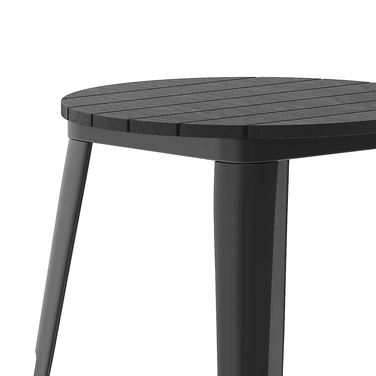 Flash Furniture Declan Commercial Outdoor Dining Table, All Weather Poly Resin Top with Steel Base, 23.75" Round, Black/Black