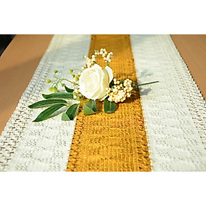 ZJZC Art Garden Style Cotton Hemp Material Table Runner (Mustard Yellow Braided, 12*70inch)