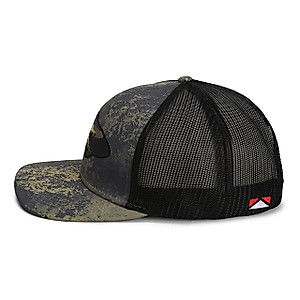 Sunset Trout 6-Panel Mesh Back Fly Fishing hat Moutain Silhouette Fishing hat (Olive Cirrus)