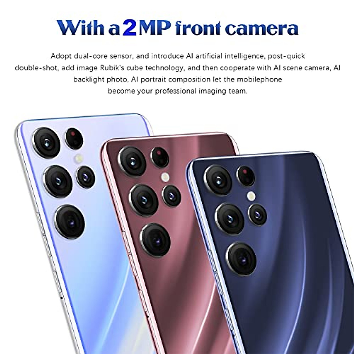 S22 Unlocked Android Cellphone, Smartphone with 6.52in HD Curved Screen, 2G 3G Network Mobile Phone, Face Recognition, 1GB 8GB, Quad Core, 2M 5M Camera, 3000mAh, WiFi BT FM GPS,