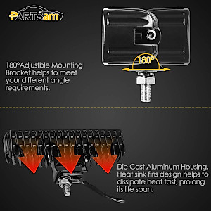 Partsam 6" LED Light Bar White 36W 6500K Super Bright Spot Work Pods Single Row Off Road Driving Fog Boat Light Waterproof SUV ATV 4WD Car Truck Golf Cart 12V 24V IP67 (2pcs)