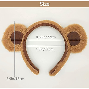 SIOTMERA Headband Bear Ears Brown, Cute Care Headband Adult with Toddler Bear Costume, Soft Makeup Headband for Washing Face Women, Fluffy Animal Hairband for Party Celebration Cosplay