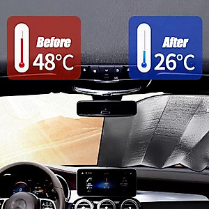 QODOLSI Pack-1 Car Windshield Sunshade, 51.1" x 23.6" Front Windshield Sunscreen Heat Shield, Front Window Sun Protector Cover, Universal for Auto SUVs UV Rays & Sun Heat Interior Protector (Silver)