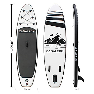 Inflatable Stand Up Paddle Board 10fts Length 33 inches Width with Premium SUP Accessories & Backpack, Non-Slip Deck, Foot-Leash, Paddle, Hand Pump and Repair Kit