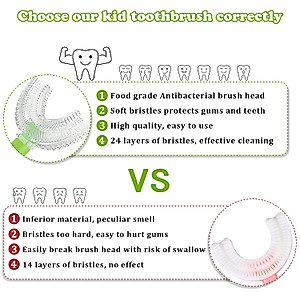 Qinerle 4 PCS U-Shaped Toothbrush Kids, Toddler Toothbrush with Food Grade Soft Silicone Brush Head, Manual Training Tooth Brush, 360° Oral Teeth Cleaning Design for Kids Age 6-12